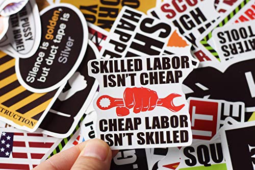 Big100pcs Pack Funny Hard Hat Stickers for Tool Box Helmet, Vinyl Sticker for Men Construction Welding Union Military Ironworker Lineman Oilfield Electrician Pipeliner Ibew - American Patriotic Decals