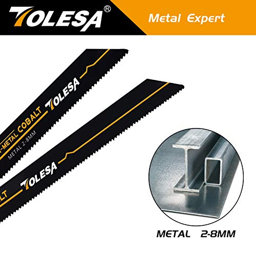 TOLESA Heavy Metal Cutting Reciprocating Saw Blades 9 Inch 14TPI Sawzall Blades for Metal Pipe, Sheet Metal, Rebar, Bi-Metal Sabre Saw Blades Better Wear Resistance for Metal Cutting 5 Pack