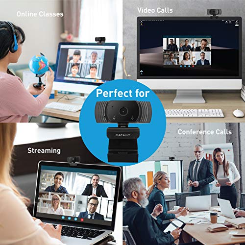 Macally 1080P Webcam with Microphone - Stay Connected Virtually - 120° Wide Angle HD 30FPS USB Computer Camera for Desktop - Web Cam for Streaming, Meetings, Skype, Zoom, PC, Laptop, Mac, Face Time