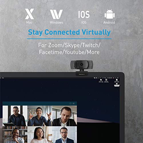 Macally 1080P Webcam with Microphone - Stay Connected Virtually - 120° Wide Angle HD 30FPS USB Computer Camera for Desktop - Web Cam for Streaming, Meetings, Skype, Zoom, PC, Laptop, Mac, Face Time