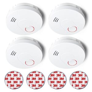 siterlink smoke detectors 10-year battery operated, photoelectric sensor smoke alarm with test-silence button, ul listed fire alarms smoke detectors with led lights for home, gs526a (4 pack)