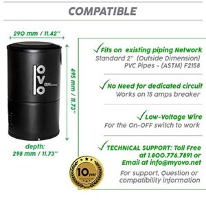 OVO, Black Compact and Powerful Central Vacuum System, Condo Vac, 630 Air Watts, Use with Disposable Bags, 18L or 4.75Gal