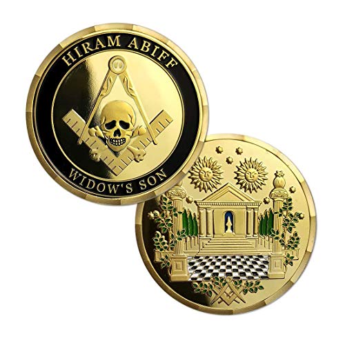 Masonic Challenge Coin Grand Master Hiram Abiff Widow Son Freemason Skull Commemorative Coins Gift