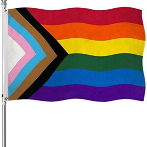 ENMOON Progress Pride Flag Rainbow Vibrant Colors(3’x 5’, Poly,1 Pack) Perfect for Showing Your Pride LGTBQ Community Support