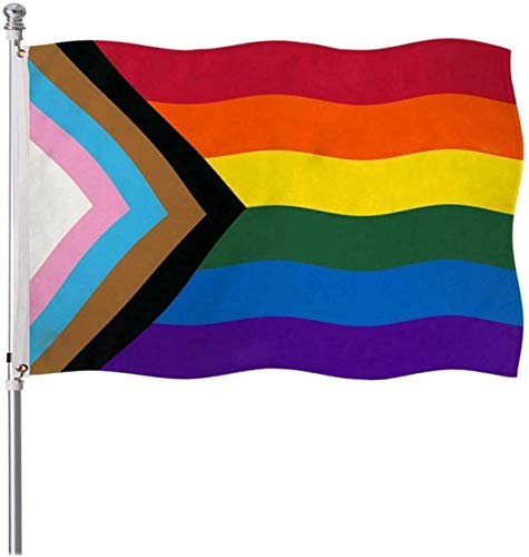 ENMOON Progress Pride Flag Rainbow Vibrant Colors(3’x 5’, Poly,1 Pack) Perfect for Showing Your Pride LGTBQ Community Support