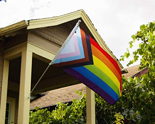 ENMOON Progress Pride Flag Rainbow Vibrant Colors(3’x 5’, Poly,1 Pack) Perfect for Showing Your Pride LGTBQ Community Support