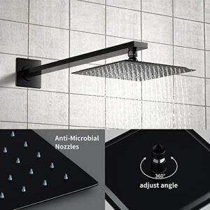 RUIFUDA Matte Black Shower System, 10" Shower Faucet Set Bathroom Luxury Rain Mixer Shower Combo Set Wall Mounted Rainfall Shower Head System (Rough-in Valve Body and Trim Included)