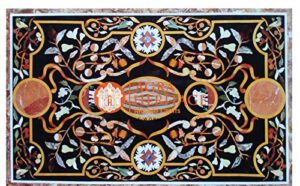 black marble 4'x2' dining garden table top pietra dura inlay hallway decor