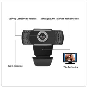 ADESSO CyberTrack H4 Webcam 1080P HD USB Webcam with Built-in Microphone, Black