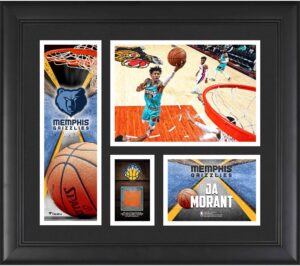 ja morant memphis grizzlies framed 15'' x 17'' player collage with a piece of game-used basketball - nba game used basketball collages