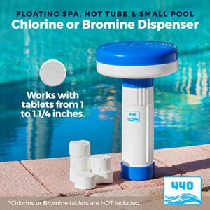 440 Mini Premium Floater Dispenser for Spa, Hot Tub and Small Pools for 1 Inch Chlorine or Bromine Tablets. (Tablets NOT Included) Adjustable Chemical Float from 0 to 13 Flow Control