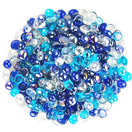 Uniflasy Blended Fire Glass Rocks Beads for Outdoors and Indoors Propane Firepit, 1/2 Inch Fire Glass for Natural or Propane Fireplace, 10 Pounds Fire Glass Round Bead Stones for Outside Fire Table