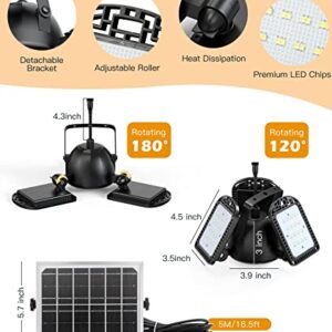 AGPTEK Solar Pendant Light Outdoor Indoor, Solar Powered Shed Light with USB Charging and Remote for Home Garage Barn Gazebo Patio Porch Storage Room