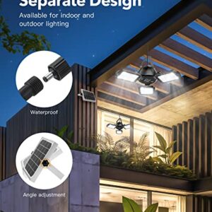 AGPTEK Solar Pendant Light Outdoor Indoor, Solar Powered Shed Light with USB Charging and Remote for Home Garage Barn Gazebo Patio Porch Storage Room