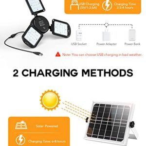 AGPTEK Solar Pendant Light Outdoor Indoor, Solar Powered Shed Light with USB Charging and Remote for Home Garage Barn Gazebo Patio Porch Storage Room