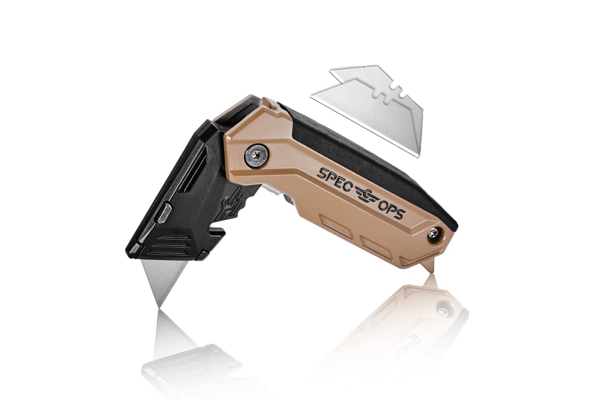 Spec Ops Tools Folding Utility Knife,Includes 3 Blades in Handle Storage, 3% Donated to Veterans