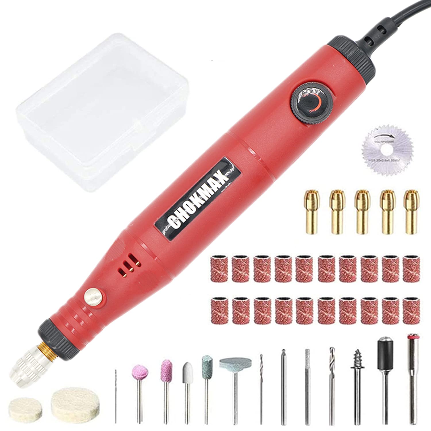 CHOKMAX Rotary Tool Kit, 18V MRT18VAC Electric Mini Grinder Electric Handle Nail Drill with Variable Speed 40pcs Accessories Multi-Tool for Polishing, Cleaning and Engraving