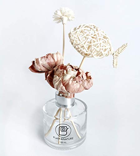 10 Rare Natural Pink Peony 1.5" Sola Flower Reed Diffuser for Home Fragrance Oil by Plawanature.