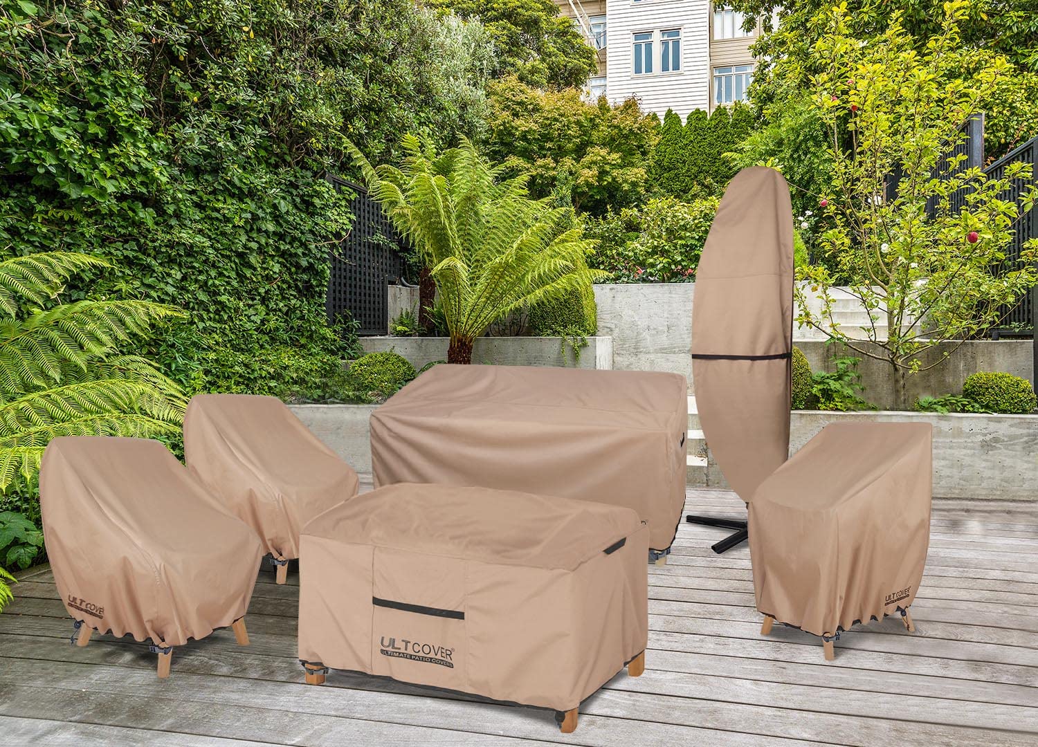 ULTCOVER Waterproof Patio Chair Cover – Outdoor Lounge Deep Seat Single Lawn Chair Cover Fits Up to 35W x 38D x 34H inches