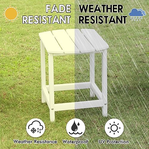 DAILYLIFE Side Table, Plastic Outdoor Adirondack End Table, Patio Coffee Table, Weather Resistant, Pool Composite Outdoor Tables for Patio Deck Garden, Backyard & Lawn Furniture