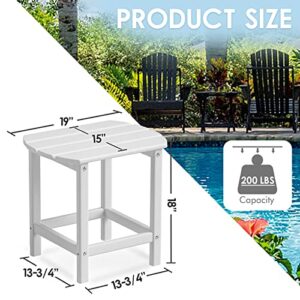 DAILYLIFE Side Table, Plastic Outdoor Adirondack End Table, Patio Coffee Table, Weather Resistant, Pool Composite Outdoor Tables for Patio Deck Garden, Backyard & Lawn Furniture