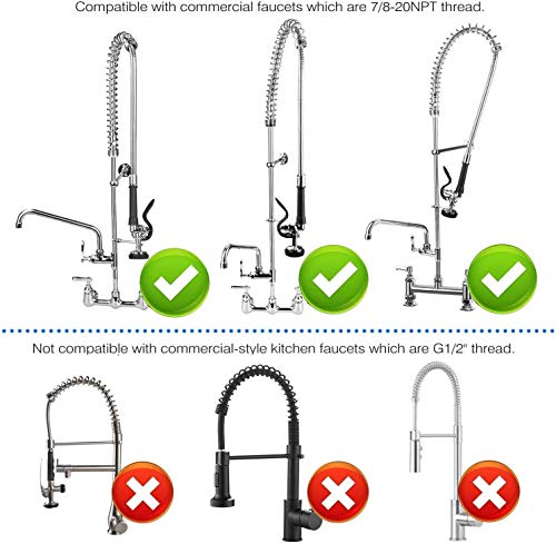 KWODE Pre-rinse Sprayer Hose Replacement Kit for Commercial Kitchen Sink Faucet, 44” Length Stainless Commercial Dish Spray Hose Parts