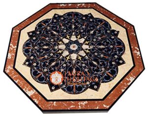 marble 36" dining hallway table top pietra dura inlay design furniture decor