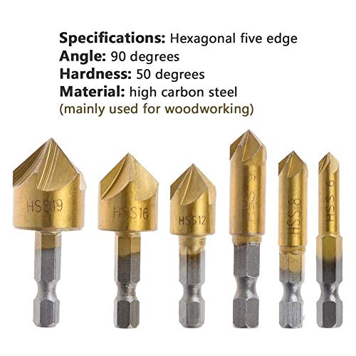 Rocaris 34-Pack Woodworking Chamfer Drilling Tool, 6Pcs Countersink Drill Bits, 7Pcs Countersink Drill Bit, 8Pcs Wood Plug Cutter, 1Pcs Center Punch, 8Pcs Core Drill Bit Set and 3pcs Step Drill Bit