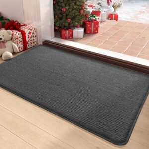 color&geometry front door mat indoor entrance- dirt trapper, absorbent, non slip, washable doormat, 20"x32" indoor door mat charcoal entrance rugs indoor rugs for entryway