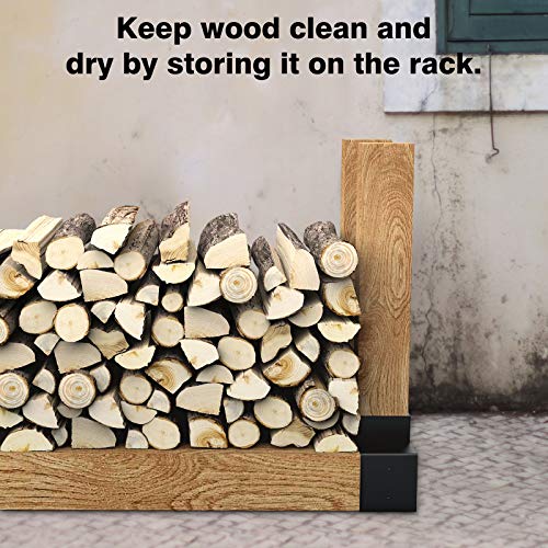 GASPRO Outdoor Firewood Rack Brackets Kit, 2x4 Adjustable Log Rack Brackets for Wood Storage, Black Steel