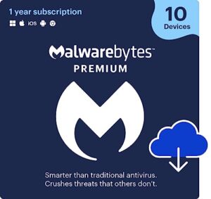 malwarebytes premium | 1 year, 10 device | pc, mac, android [online code]