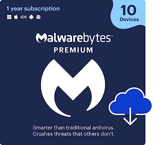 Malwarebytes Premium | 1 Year, 10 Device | PC, Mac, Android [Online Code]