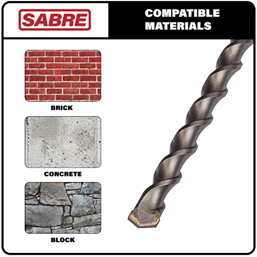 Sabre Tools 10-Pack SDS Plus 3/16" x 6" Rotary Hammer Drill Bits, Carbide Tipped for Brick, Stone and Concrete