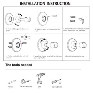 JiePai Shower Head Holder, Solid Brass Adjustable Shower Holder Bracket,Shower Wall Mount Holder with Screws (Chrome)