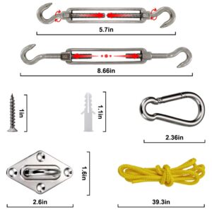 GoosWexmzl Shade Sail Hardware Kit, Stainless Steel Hardware Kit for Triangle Square Rectangle Sun Shade Sail Installation for Patio Lawn