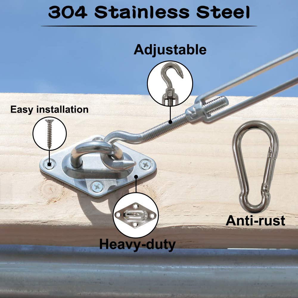 GoosWexmzl Shade Sail Hardware Kit, Stainless Steel Hardware Kit for Triangle Square Rectangle Sun Shade Sail Installation for Patio Lawn