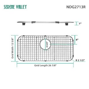 Serene Valley Sink Bottom Grid 26-7/8" x 12-5/8", Rear Drain with Corner Radius 2-1/2", Sink Protector NDG2713R