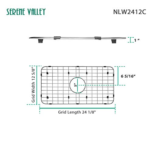 Serene Valley Sink Bottom Grid 24-1/8" x 12-5/8", Centered Drain with Corner Radius 1-1/2", Sink Protector NLW2412C