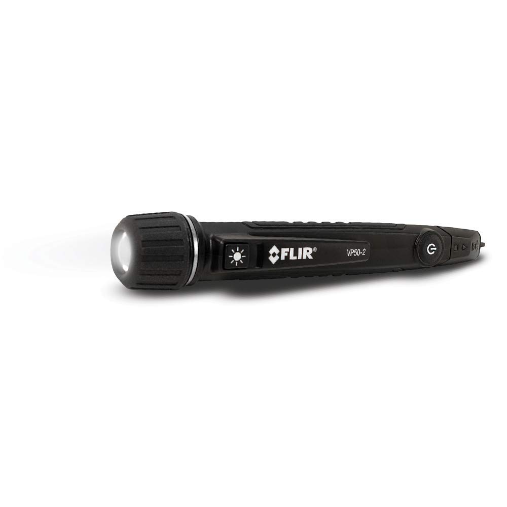 FLIR VP50-2 CAT IV Non-Contact Voltage Detector, Featuring Light, Vibration, and Beeper Feedback Alarms and a Powerful LED Flashlight, Green