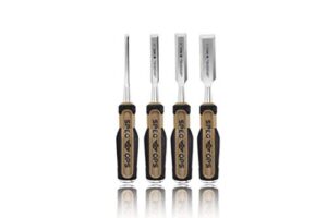 spec ops tools wood chisel set with high-carbon steel blades, shock-absorbing grip, 4-piece, 3% donated to veterans