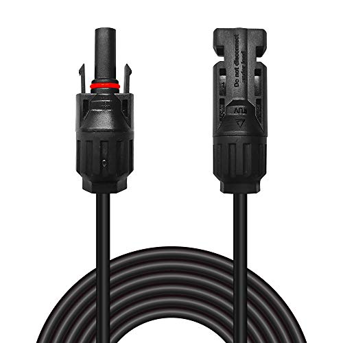 Newpowa 6FT 15FT 30FT 50FT 100FT(Feet) 10AWG(6mm²) One Black Solar Extension Cable with Male/Female Solar Panel Connectors Weatherproof for PV Outdoor Use