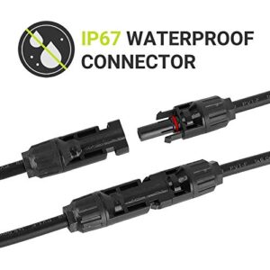 Newpowa 6FT 15FT 30FT 50FT 100FT(Feet) 10AWG(6mm²) One Black Solar Extension Cable with Male/Female Solar Panel Connectors Weatherproof for PV Outdoor Use