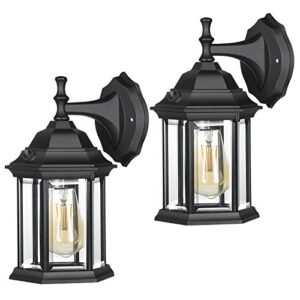 dewenwils 2 pack dusk to dawn outdoor wall lantern, matte black outdoor wall light exterior light fixture wall mount, weatherproof porch light wall sconce lamp for garage doorway backyard