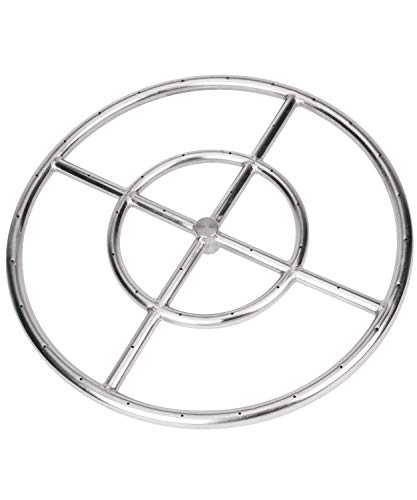 GASPRO 18 Inch Fire Pit Ring Burner, Round Fire Pit Burner for Fire Pit, Natural Gas & Propane Fireplace, 304 Series Stainless Steel, BTU 147,000 Max