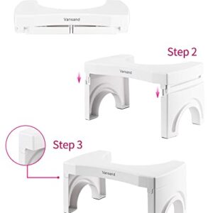 Vansand Toilet Foot Stool,Folding Toilet Stool,Squatting Toilet Potty Stool,Toilet Auxiliary Step,7.5Inch Height White