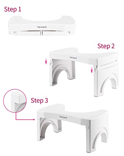 Vansand Toilet Foot Stool,Folding Toilet Stool,Squatting Toilet Potty Stool,Toilet Auxiliary Step,7.5Inch Height White