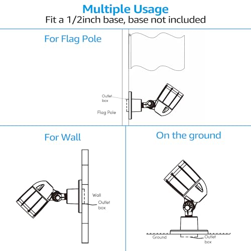 LEONLITE 30W LED Bullet Flood Light, 4000LM 5000K Daylight, 22°Focused Flag Pole Light with Knuckle Mount, Weatherproof, 100-277V Commercial Landscape Light, UL-Listed