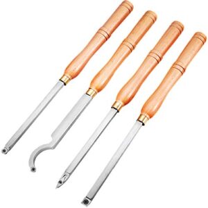 vevor wood turning tools for lathe 4 pcs set, carbide lathe tools with diamond shape, round, square cutters, turning lathe chisels with comfortable grip handles lathe tools for craft diy hobbyists