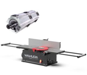 wahuda tools jointer - 10-inch benchtop wood jointer, spiral cutterhead portable jointer, cast iron tables w/pull out extensions, 4-sided carbide tips & 12amp motor, woodworking tools (50110cc-whd)