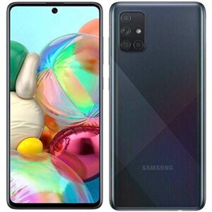 samsung galaxy a71 (128gb, 6gb) 6.7", 64mp quad camera, single sim, 25w fast charger, android 10, gsm unlocked us + global 4g lte international model a715f (prism crush black) (renewed)